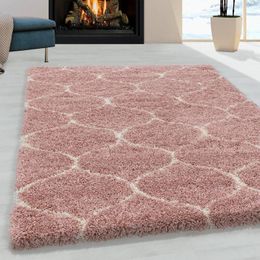 Ayyildiz Teppiche Hochflor-Teppich &raquo;SALSA 3201&laquo; rechteckig 50 mm H&ouml;he auch in rund, Pflegeleicht / Strapazierf&auml;hig / Shaggy/ Wohnzimmer rosa Polypropylen (PP)