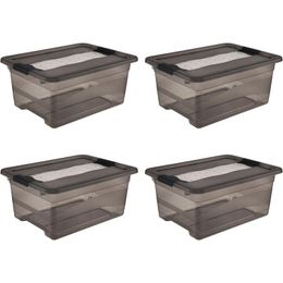 keeeper Aufbewahrungsbox »Cornelia, 4er Set, 12 L, 39, 5 x 29, 5 x 17, 5 cm« durch Clips verschließbar, Griffe am Boden crystal grey