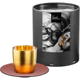 EISCH GERMANY Espressoglas &raquo;COSMO COLLECT, Made in Germany&laquo; mit 24kar&auml;tigem Gold veredelt, Untersetzer in fein-mattem Kupfer kupfer