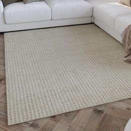 Wecon Home Teppich &raquo;Hamptons THIRTY&laquo; rechteckig 17 mm H&ouml;he L&auml;ufer, Kurzflor, Wohnzimmer, Schlafzimmer, elegant, robust, kariert creme wei&szlig;...