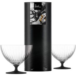 EISCH GERMANY Dessertschale &raquo;SCHALEN/TELLER&laquo; 2 Stk. aus Kristallglas Schale mit Struktur auf Fu&szlig; transparent, schwarz