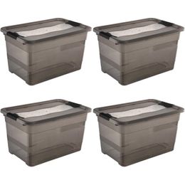 keeeper Aufbewahrungsbox »Cornelia, 4er Set, 52 L, 59, 5 x 39, 5 x 34 cm« durch Clips verschließbar, Griffe am Boden crystal grey