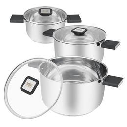 RESTO KITCHENWARE Topf-Set »Anser, energiesparend und spülmaschinenfest, im Geschenkkarton« 1x Kochtopf Ø 16 cm, 1x Kochtopf Ø 20 cm, 1x Kochtopf Ø...