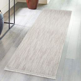 Carpet City Teppich &raquo;CLASICO 0052&laquo; rechteckig 11 mm H&ouml;he L&auml;ufer, Kurzflor, Hochtief-Muster, Boho, Fransen, Wohnzimmer grau Obermaterial: 100% Polyester