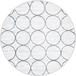 MyFlair M&Ouml;BEL & ACCESSOIRES Teppich &raquo;Titan Trellis&laquo; rund 13 mm H&ouml;he Kurzflor, gewebt, modernes Design, Motiv Kreise elfenbeinfarben/hellgrau...