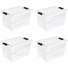 keeeper Aufbewahrungsbox »Cornelia, 4er Set, 52 L, 59, 5 x 39, 5 x 34 cm« durch Clips verschließbar, Griffe am Boden transparent