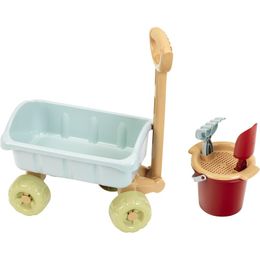 klein Bollerwagen »Little Foot, Spiel-Bollerwagen mit Eimerset, aus Recyclingkunststoff« Made in Germany blau/beige