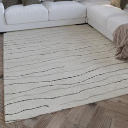 Wecon Home Wollteppich &raquo;Hamptons ELEVEN&laquo; rechteckig 10 mm H&ouml;he L&auml;ufer, Schurwolle, Kurzflor, Wohnzimmer, Schlafzimmer, Wellen creme wei&szlig;...