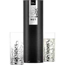 EISCH GERMANY Longdrinkglas »NET« Mit Echtsilber veredelte Glasserie transparent, silberfarben