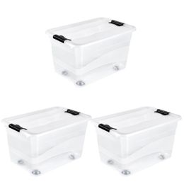 keeeper Aufbewahrungsbox »Konrad, Box mit Rollen, 3er Set, 52 L, 59, 5 x 39, 5 x 35 cm« durch Clips verschließbar, Griffe und Rollen am Boden...