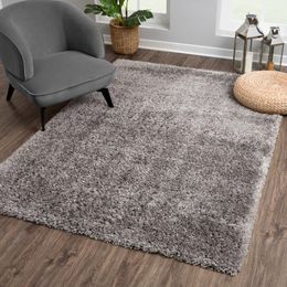 Sanat Hochflor-Teppich &raquo;Porto&laquo; rechteckig 45 mm H&ouml;he Wohnzimmer, Langflor, Shaggy, auch als L&auml;ufer dunkelgrau Obermaterial: 100% Polypropylen B :...