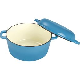 ECHTWERK Kochtopf &raquo;(Schmortopf und Servierpfanne) 2-in-1 Set&laquo; Set, Emaille Gusseisen hellblau