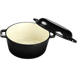ECHTWERK Kochtopf &raquo;(Schmortopf und Servierpfanne) 2-in-1 Set&laquo; Set, Emaille Gusseisen schwarz