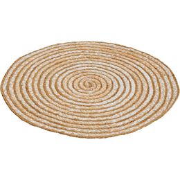 barbara becker Teppich &raquo;Ethno&laquo; rund 4 mm H&ouml;he Flachgewebe, handgeflochten, &Oslash; 80 cm, aus Jute & recycelte Baumwolle naturfarben Obermaterial: 50%...