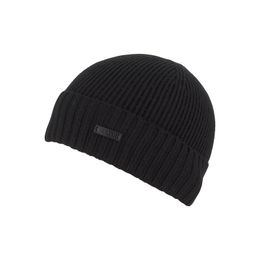 BOSS Herren BOSS Beanie &raquo;Fati&laquo; aus Rippenstrick schwarz