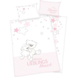 Baby Best Babybettw&auml;sche &raquo;Kleiner Lieblingsmensch&laquo; mit niedlichem Teddy-Motiv und Schriftzug rosa Obermaterial: 100% Baumwolle B/L: 100 cm x 135 cm