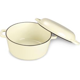 ECHTWERK Kochtopf &raquo;(Schmortopf und Servierpfanne) 2-in-1 Set&laquo; Set, Emaille Gusseisen creme