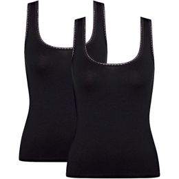 Sloggi Unterhemd &raquo;GO&laquo; 2er Pack, 2 zarte Spitzendetails, tiefer Rundhals-Ausschnitt, breite Tr&auml;ger, weich BLACK XL - 2 2 XL Damen-Tank-Top aus Bio...