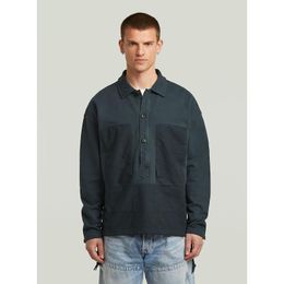 G-Star Raw G-STAR Longpullover &raquo;Washed Fabric Mix Loose Sweatshirt&laquo; dk patriot blue gd M M Hemdkragen