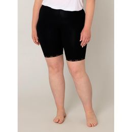 Base Level Curvy Damen Radlerhose &raquo;Ava&laquo; mit Spitzenkante schwarz 50, N-Gr