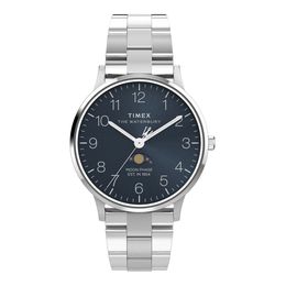 Timex Analog Watch 'Waterbury Classic Moon Phase' male Blue, Silver size One Size