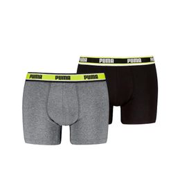 Puma Boxer 2-Pack, mit Logobund black / yellow XXL XXL Enth&auml;lt Bio-Baumwolle