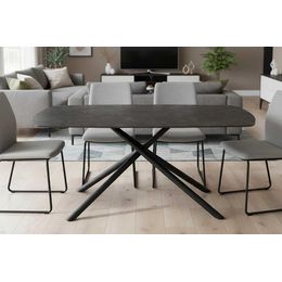 Riess Ambiente Design Esstisch OSAKA 160cm anthrazit Keramik schwarz Sterngestell Metall Riess-Ambiente Esszimmertisch rechteckig 6 Personen Modern