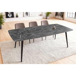Riess Ambiente Moderner Esstisch MILANO 180cm anthrazit Keramik schwarze Metallbeine Riess-Ambiente Esszimmertisch rechteckig 8+ Personen