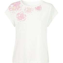 CR&Eacute;ATION L Damen Rundhalsshirt mit Bl&uuml;ten-Druck ecru-ros&eacute;-bedruckt Gr&ouml;&szlig;e 46