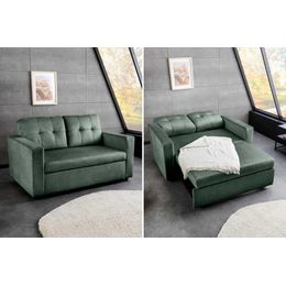 Riess Ambiente Ausziehbares Schlafsofa SMART 140cm moosgrün Vogue Seidenstoff Samt 2-Sitzer Nosagfederung Riess-Ambiente Wohnzimmer Landhaus Modern Natur...