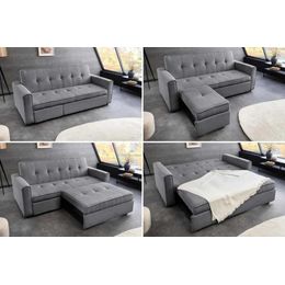 Riess Ambiente Ausziehbares Schlafsofa SMART 180cm grau Cord 2-Sitzer Couch mit Nosagfederung Riess-Ambiente Wohnzimmer Landhaus Modern Skandinavisch