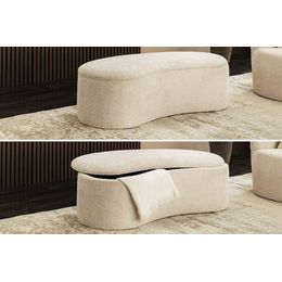 Riess Ambiente Extravagante Polsterbank ELEMENTAL 120cm champagner beige Feinstrick Boucl&eacute; mit Stauraum Riess-Ambiente Boheme Modern Natur