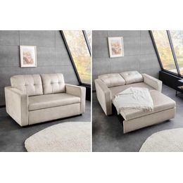 Riess Ambiente Ausziehbares Schlafsofa SMART 140cm champagner beige Vogue Seidenstoff Samt Nosagfederung Riess-Ambiente Wohnzimmer Landhaus Modern Natur...