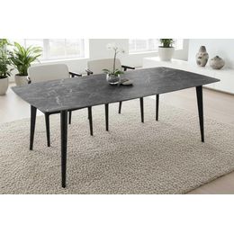 Riess Ambiente Moderner Esstisch MILANO 160cm anthrazit Keramik schwarze Metallbeine Riess-Ambiente Esszimmertisch rechteckig 6 Personen