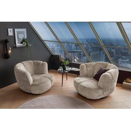 Riess Ambiente Drehbarer Sessel DIAMOND taupe Chenillestoff 360&deg; Riess-Ambiente Boheme Modern