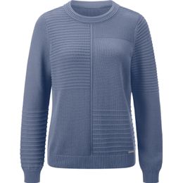 CR&Eacute;ATION L Damen Rundhalspullover im Strickmuster-Mix taubenblau Gr&ouml;&szlig;e 40
