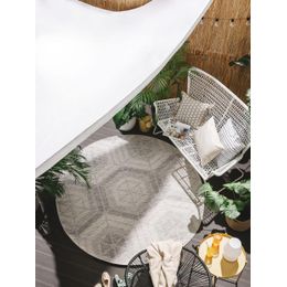 benuta Nest In- & Outdoor-Teppich Bronco Grau &oslash; 200 cm rund - Teppich f&uuml;r Balkon, Terrasse & Garten