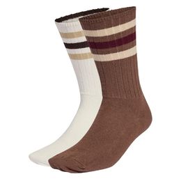 adidas originals Socks 'Ribbed Crew 2 Pairs' female Brown, White size 31-33
