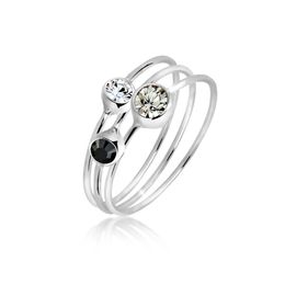 Elli Ring 925 Sterling Silber Ring Set in Grau | Gr.: 56