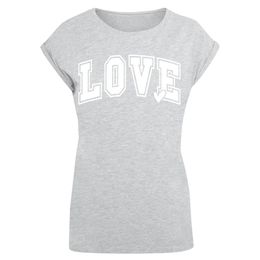 F4NT4STIC Extended Shoulder T-Shirt Love University Valentinstag Herz in grau meliert | Gr.: XXL