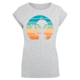 F4NT4STIC Extended Shoulder T-Shirt Alien Piece Sonnenuntergang in grau meliert | Gr.: XL