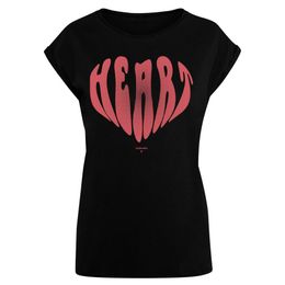 F4NT4STIC Extended Shoulder T-Shirt Valentinstag Herz Rot in schwarz | Gr.: XS