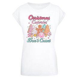 F4NT4STIC Extended Shoulder T-Shirt Weihnachten Dont Count Candy in wei&szlig; | Gr.: XS