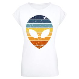 F4NT4STIC Extended Shoulder T-Shirt Alien Sonnenuntergang Retro in wei&szlig; | Gr.: M