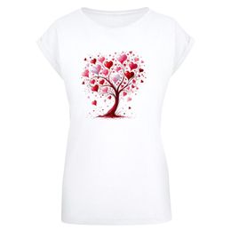 F4NT4STIC Extended Shoulder T-Shirt Herz Baum Aquarell Druck in wei&szlig; | Gr.: 5XL