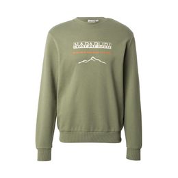 Napapijri Sweatshirt 'BANEM' Herren Gr&ouml;&szlig;e L oliv / orange / offwhite