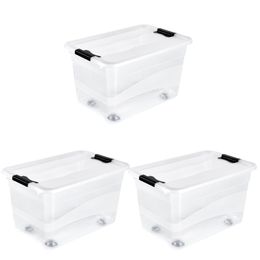 keeeper Aufbewahrungsbox "Konrad, Box mit Rollen, 3er Set, 52 L, 59,5 x 39,5 x 35 cm", B/H/T: 59,5cm x 35cm x 39,5cmtransparent, Badezimmer,
