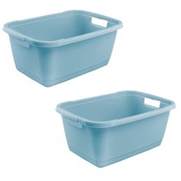 keeeper Wäschewanne "aenna, 2er Set, 65 x 44 x 28 cm, 52 l", 52 lnordic blau, Wäschesammler, praktische Griffe, platzsparend ineinander nestbar