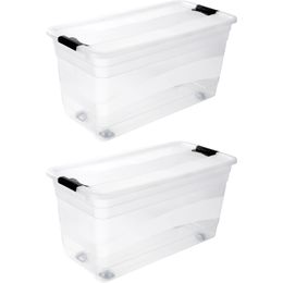 keeeper Aufbewahrungsbox "Konrad, Box mit Rollen, 2er Set, 83 L, 79,5 x 39,5 x 41 cm", B/H/T: 79,5cm x 41cm x 39,5cmtransparent, Badezimmer,