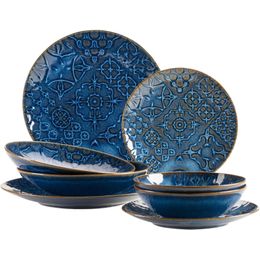 M&auml;ser M&Auml;SER Kombiservice "TRAD. TILES BLAU, Geschirr Set, Steinzeug", 8 Stk.blau, Geschirr-Sets